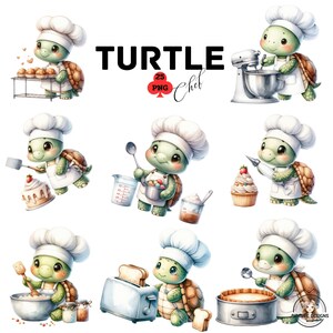 Turtle Chef Clipart, Adorable Turtle Cooking Pngs Collection, for ...