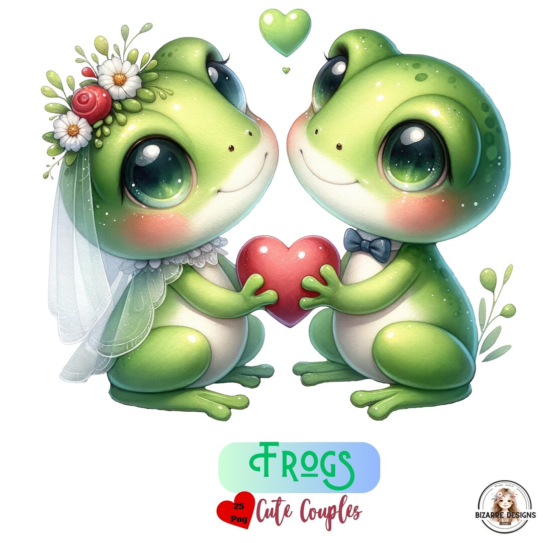 Couple Frog Clipart,watercolor Sublimation Clipart Bundle,cute Frog Png ...