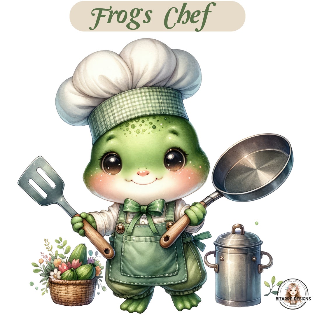 Frogs Chef Clipart, Adorable Frog Cooking Pngs Collection,vfor Kitchen ...