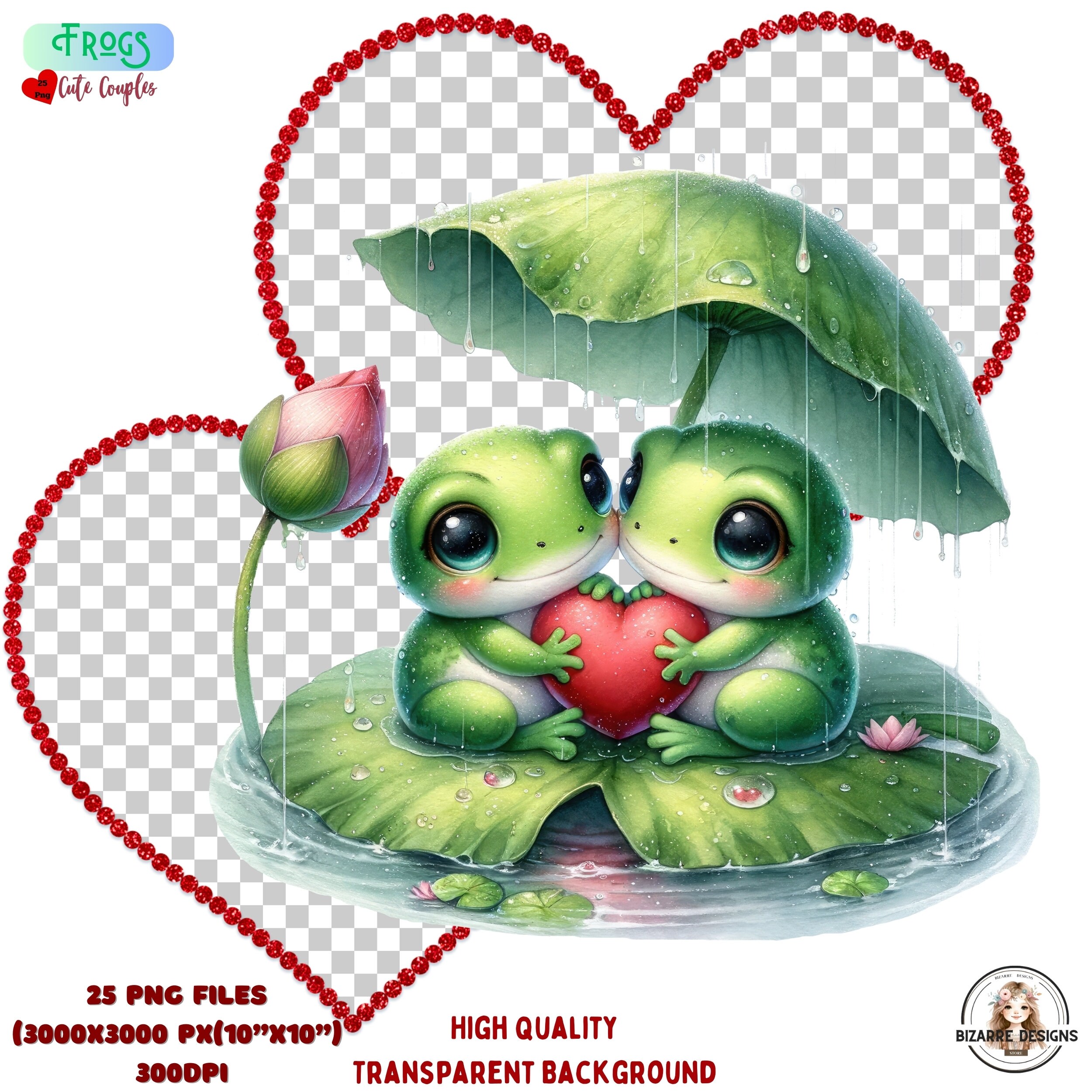 Couple Frog Clipart,watercolor Sublimation Clipart Bundle,cute Frog Png ...