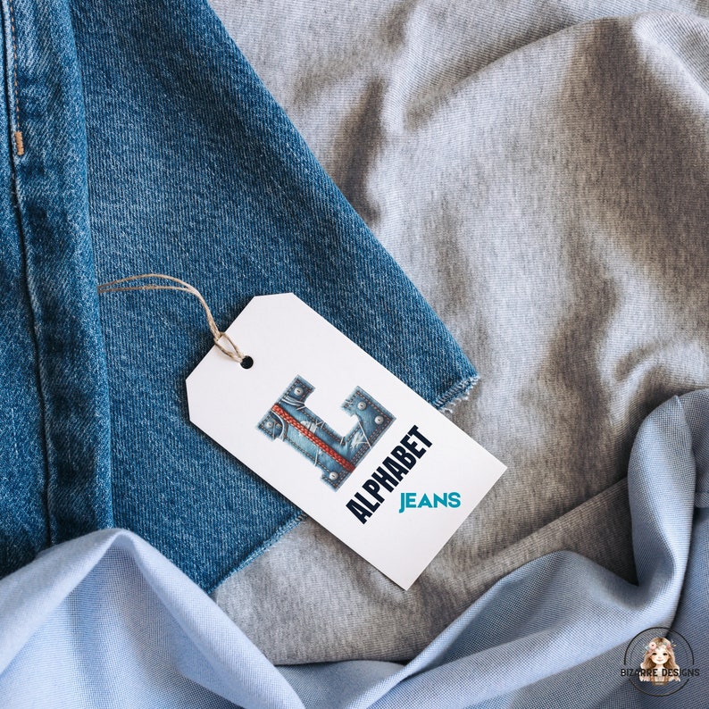 Denim Alphabet Clipart, Watercolor Denim Clipart, Denim Jeans Alphabet ...
