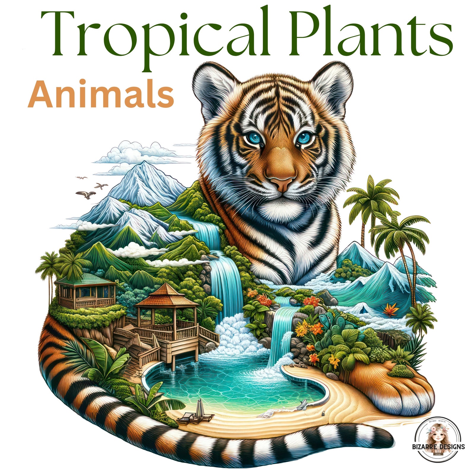 Tropical Plants Animal Clipart, Landscape Animals Clipart, Nature ...
