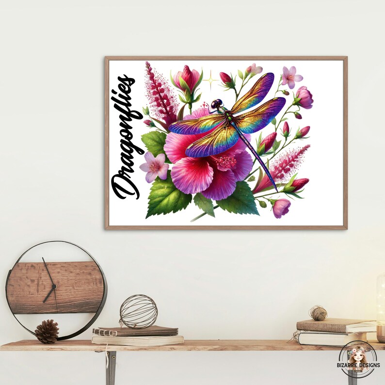 Floral Dragonflies Clipart, Digital Dragonflies for DIY Invitations ...