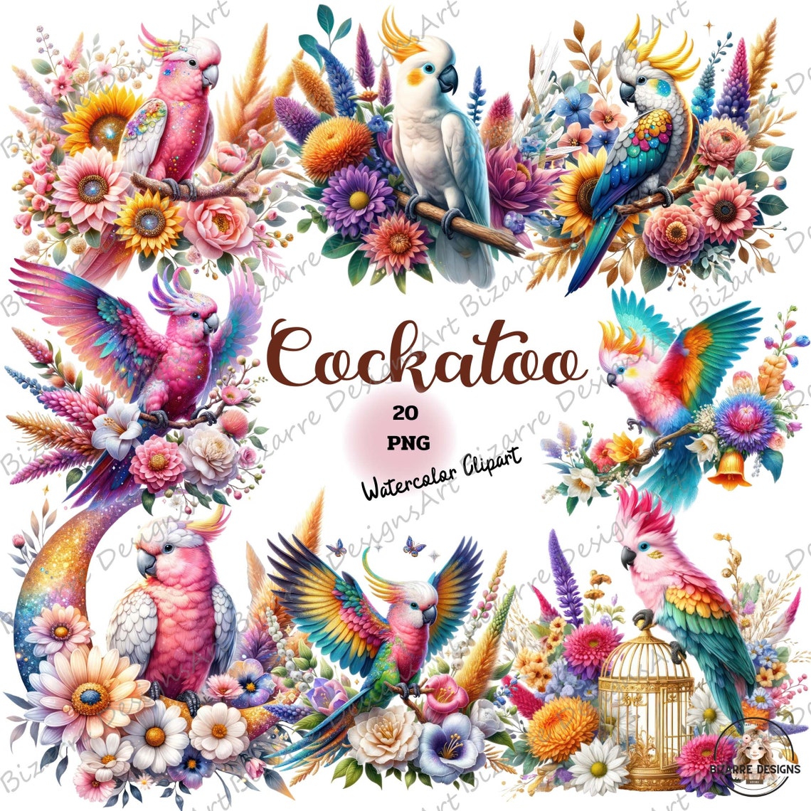 Cockatoo Clipart, Parrot Clipart, Zoo Animal Clipart, Bird Clipart ...