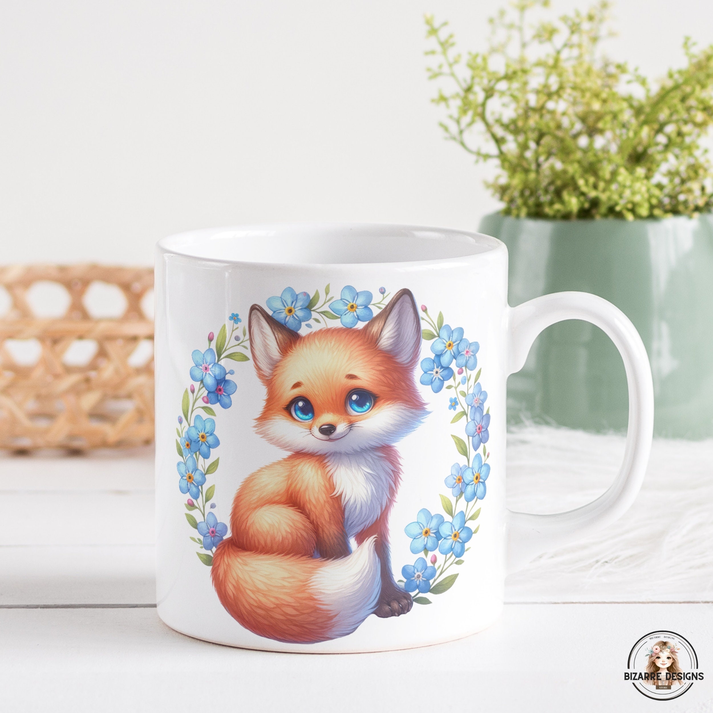 Fox Flowers Clipart, Cute Animals Baby Art, Spring Fox Png Graphics ...