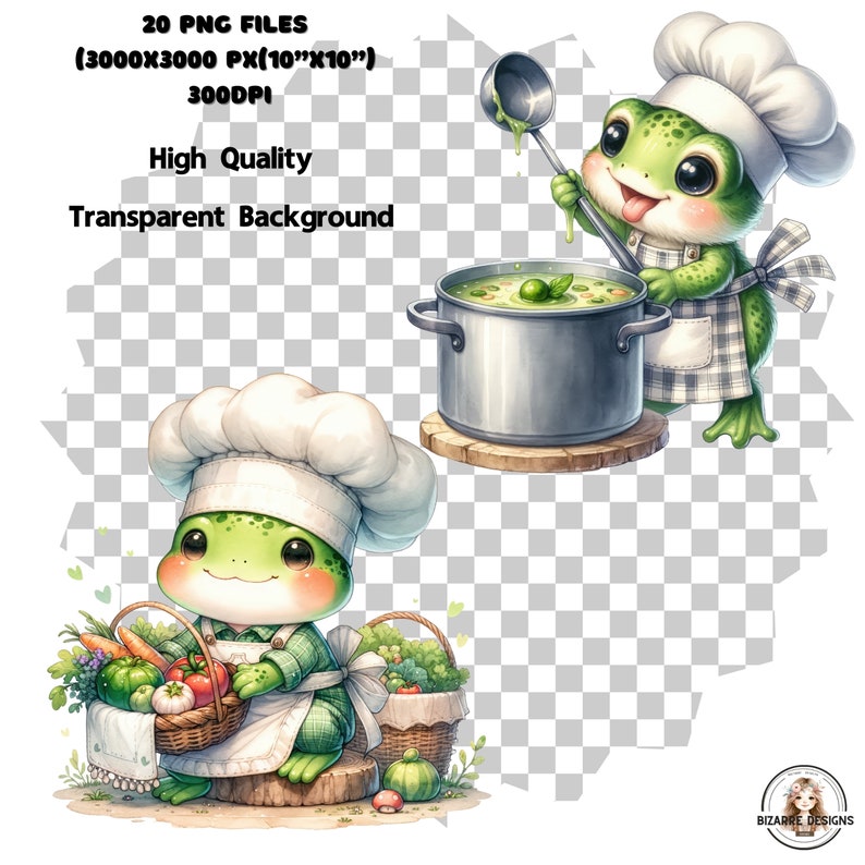Frogs Chef Clipart, Adorable Frog Cooking Pngs Collection,vfor Kitchen ...