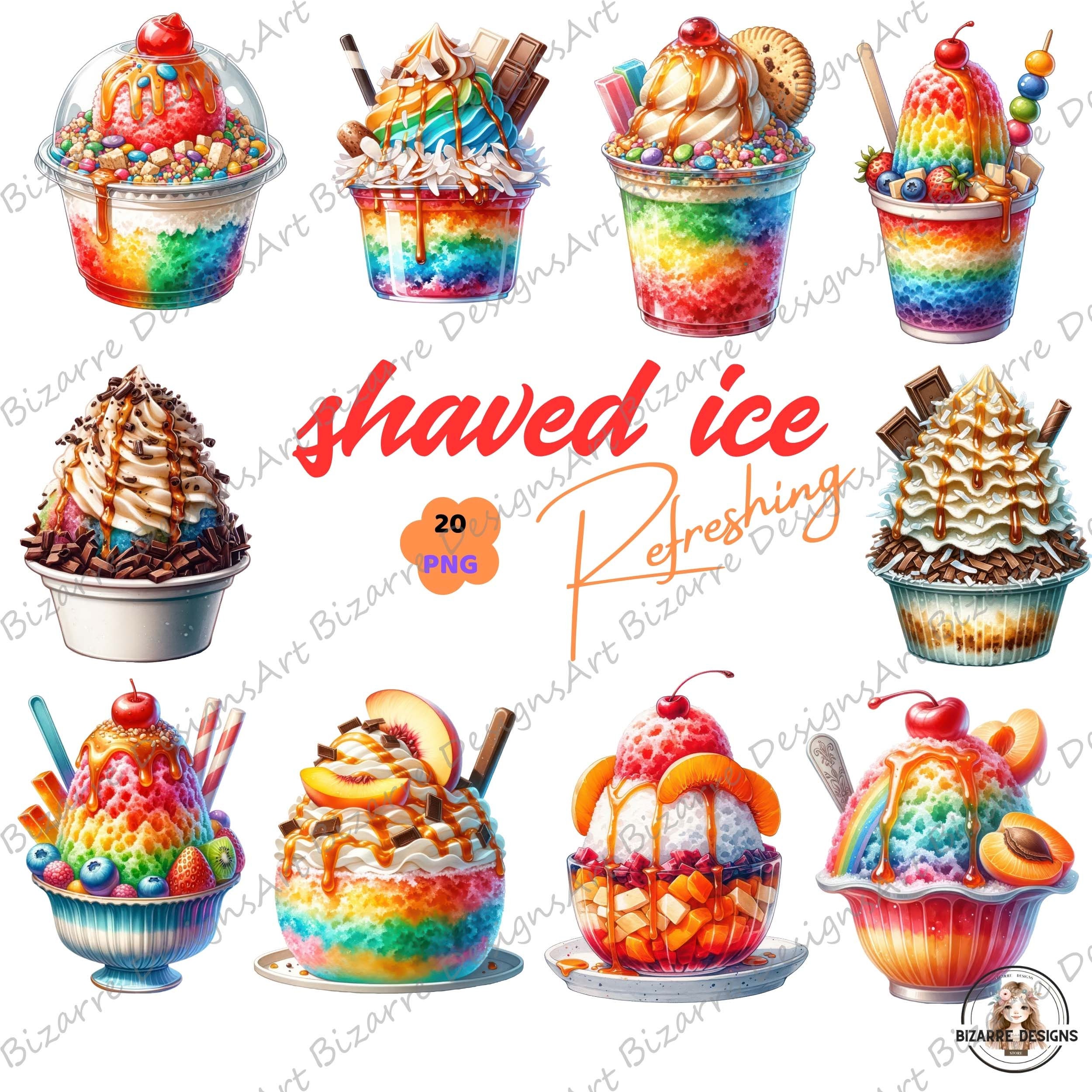 Shaved Ice Clipart, Colorful Shaved Ice Clipart Bundle, 20 High-quality ...