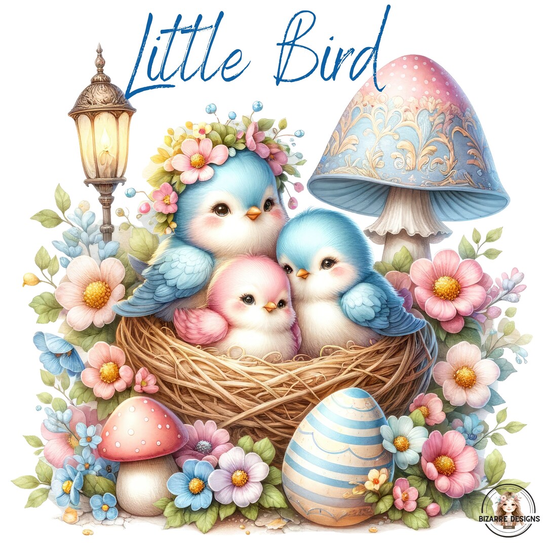 Bird Clipart, Spring Birds Clipart, Bird Illustrations, Blossom Bird ...
