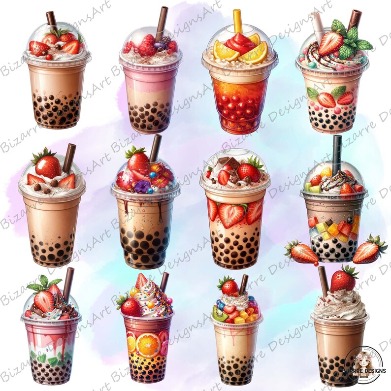 Bubble Tea Clipart, Summer Bubble Tea Clipart, Cute Bubble Tea Clipart ...