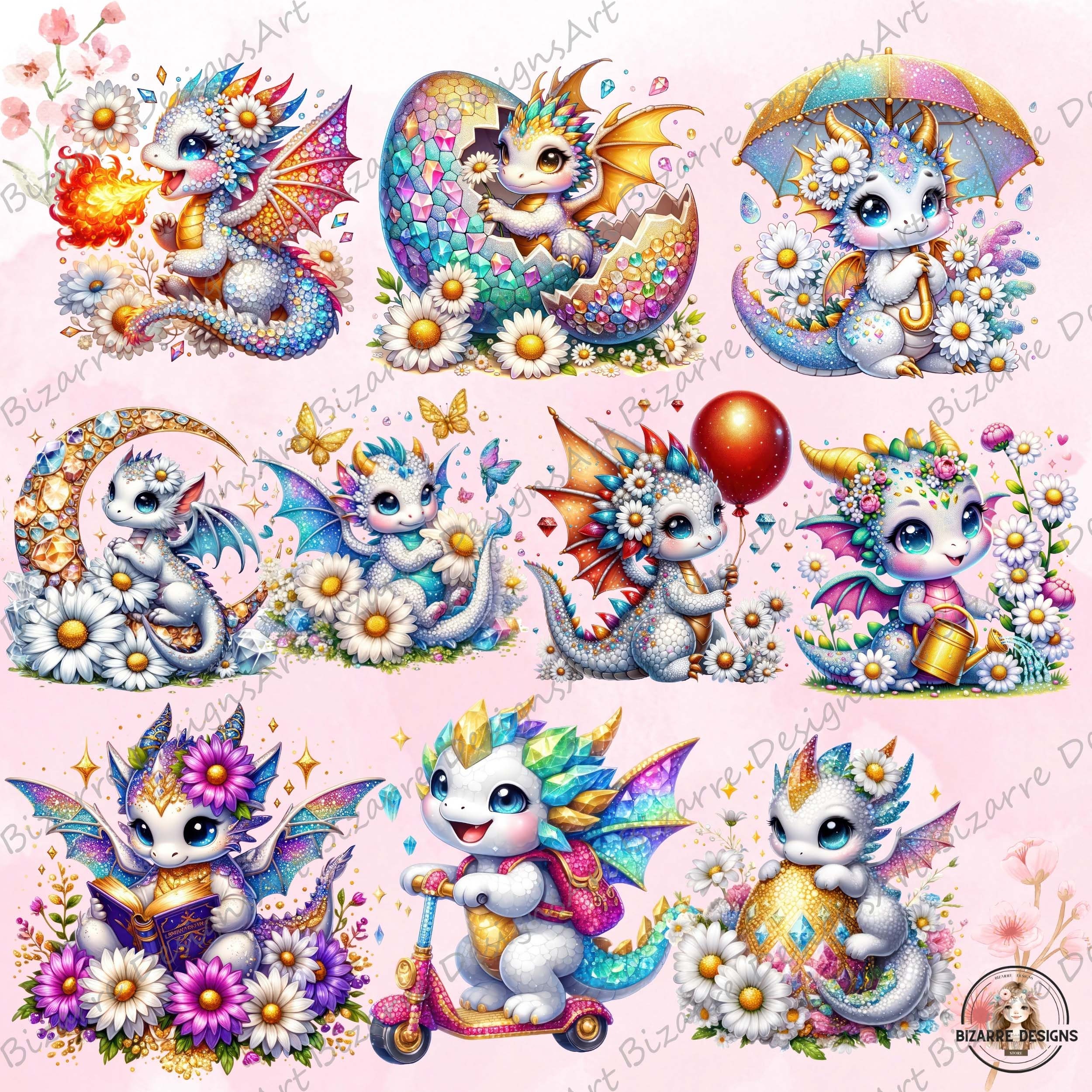 Dragon Clipart, Dragons Watercolor Png, Nursery Decor, Baby Shower ...