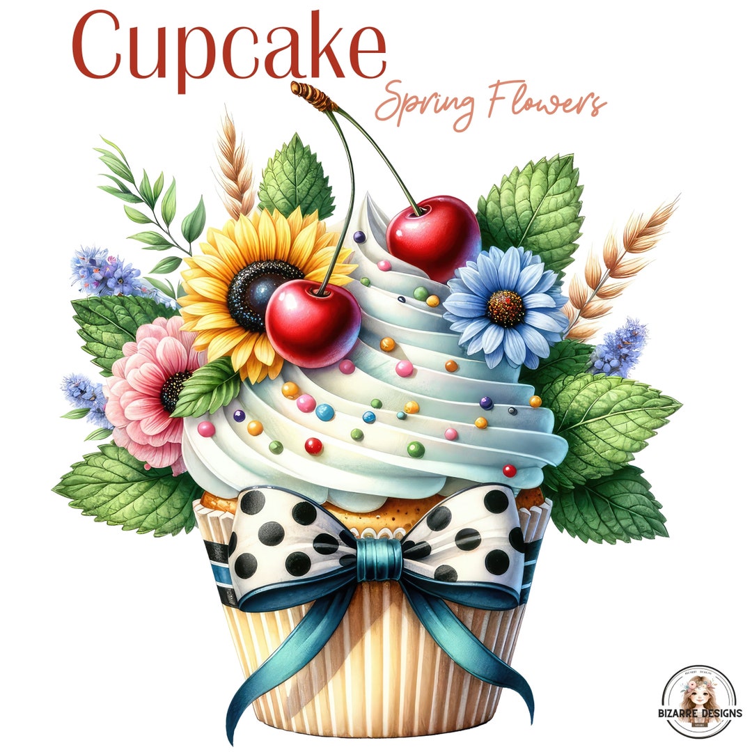 Spring Flowers Cupcake Clipart,lavender Cupcake,- 20 High Quality Pngs ...