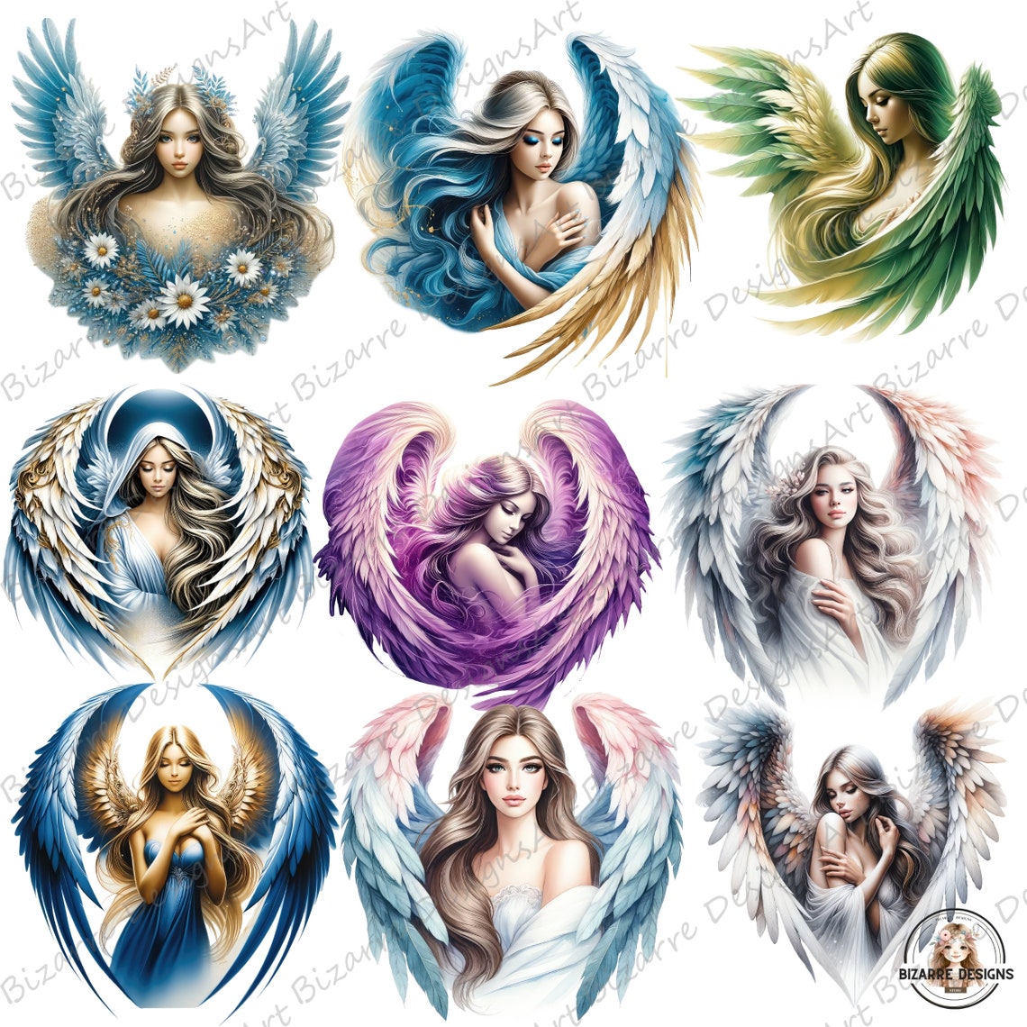 Angel Clipart, Heavenly Angel Clipart Bundle, 20 High-quality Designs ...