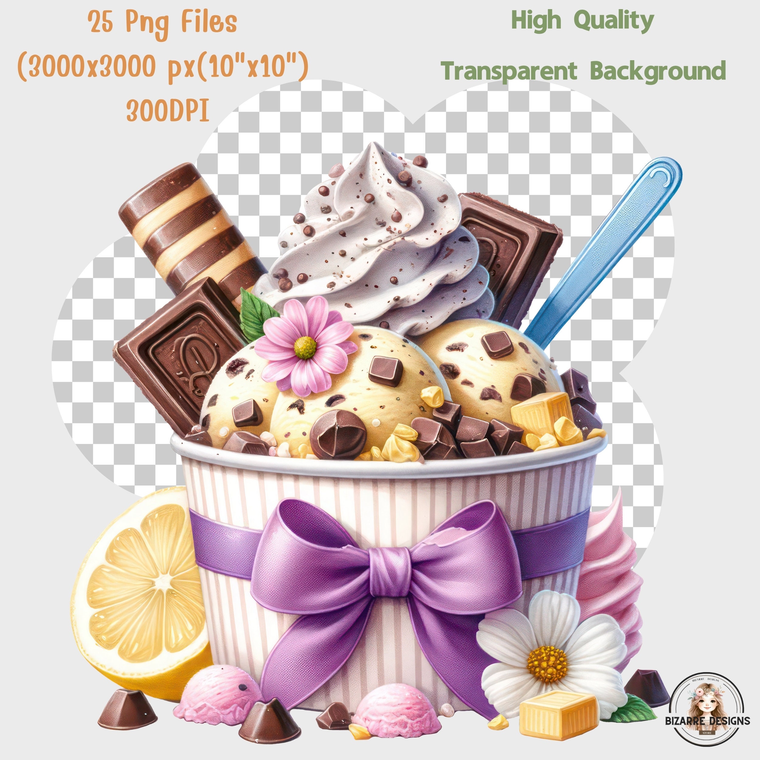 Ice Cream Clipart, Ice Cream Summer Clipart,25 PNG Delicious Ice Cream ...