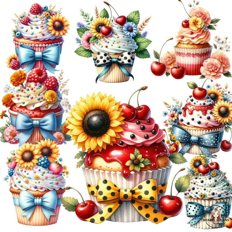 Spring Flowers Cupcake Clipart,lavender Cupcake,- 20 High Quality Pngs ...