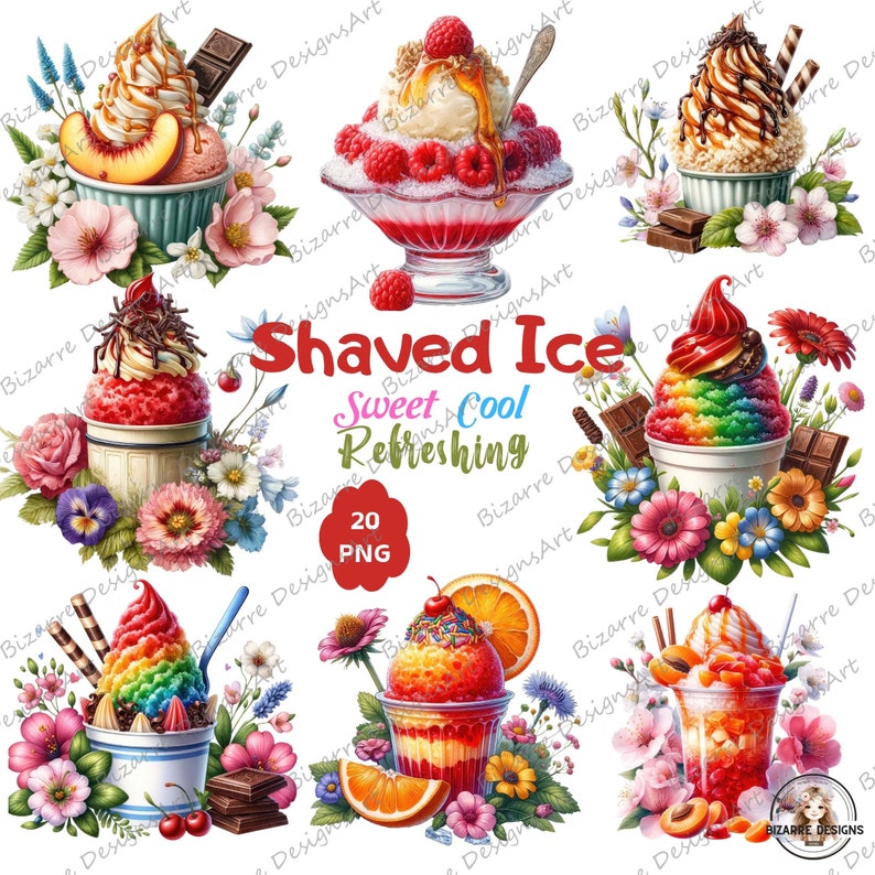 Shaved Ice Clipart, Colorful Shaved Ice Clipart Bundle, 20 High-quality ...