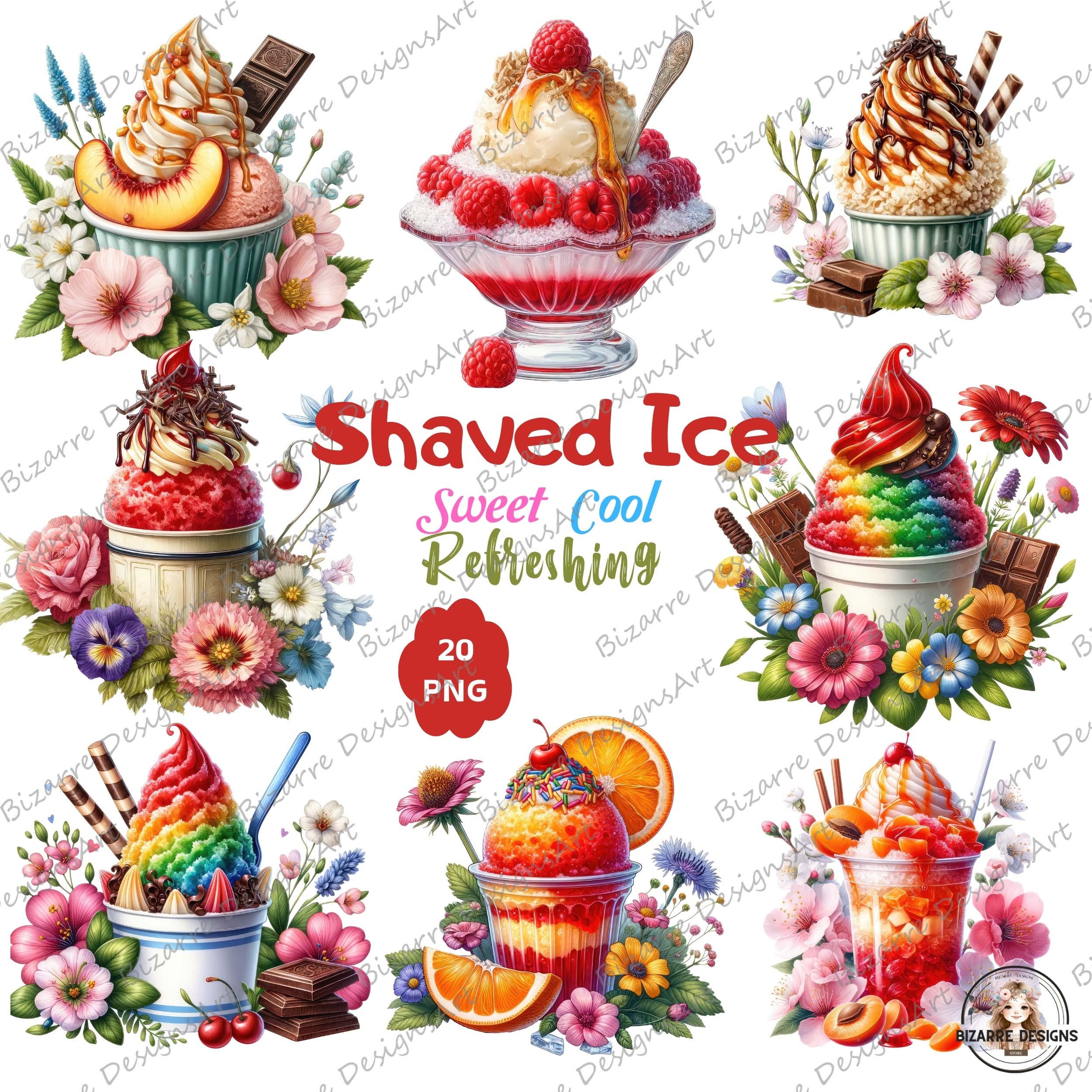 Shaved Ice Clipart, Colorful Shaved Ice Clipart Bundle, 20 High-quality ...