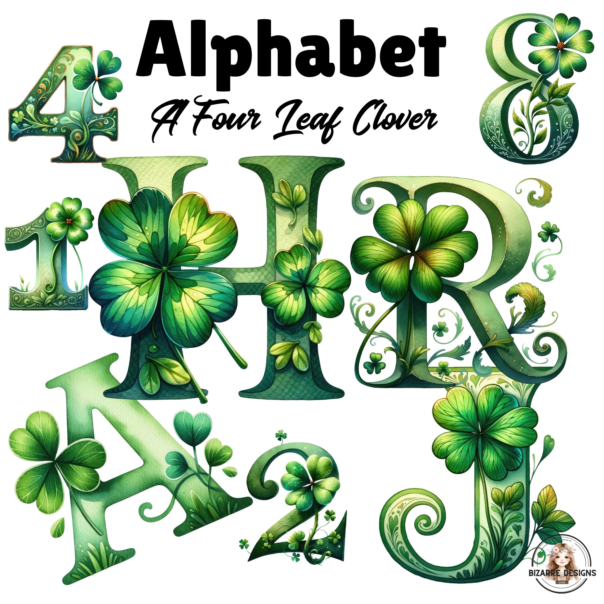 St. Patrick's Day Clipart, Alphabet A - Z a Four-leaf Clover ...