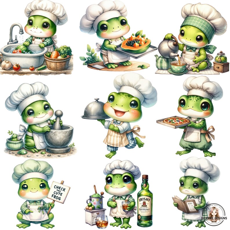 Frogs Chef Clipart, Adorable Frog Cooking Pngs Collection,vfor Kitchen ...
