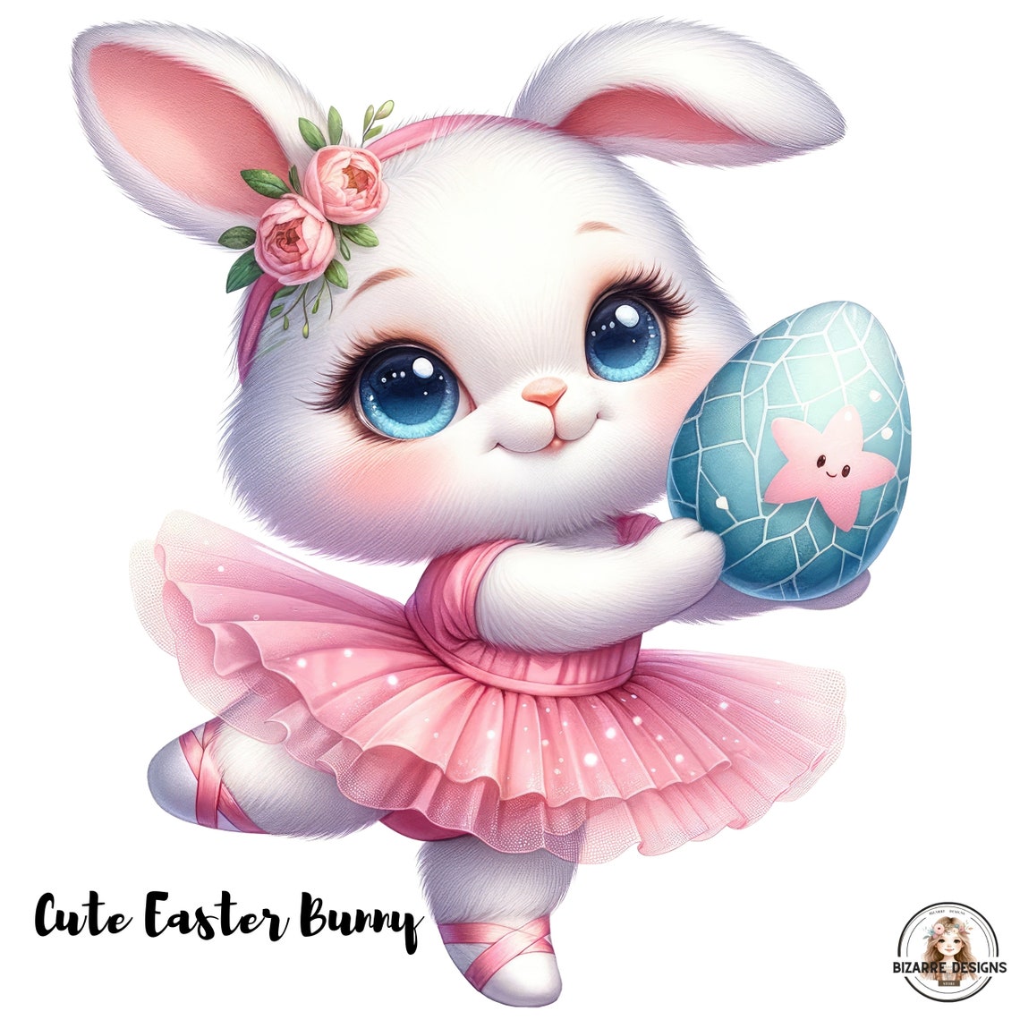 Cute Easter Bunny Clipart,watercolor Easter Bunnies Collection Clipart ...