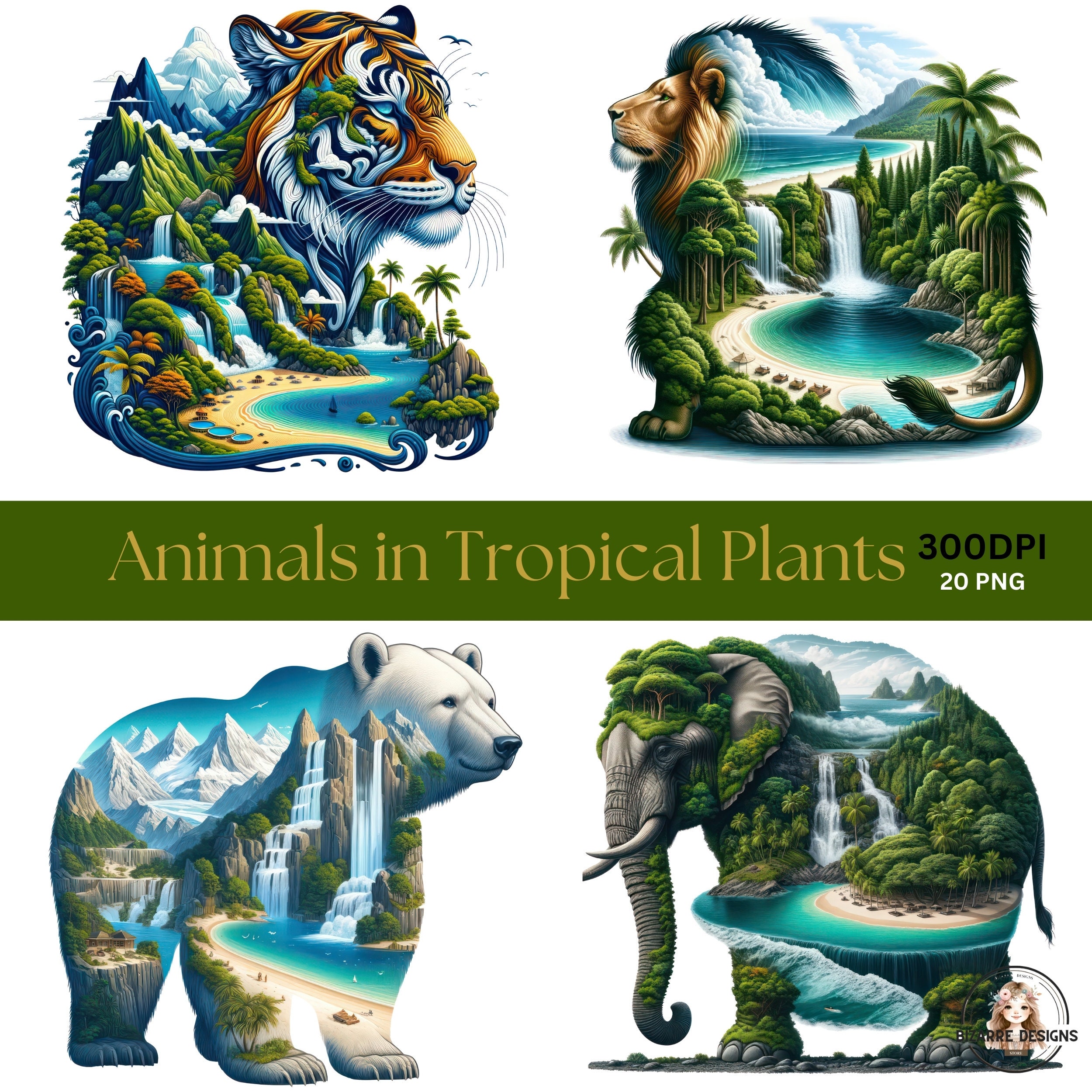 Tropical Plants Animal Clipart, Landscape Animals Clipart, Nature ...