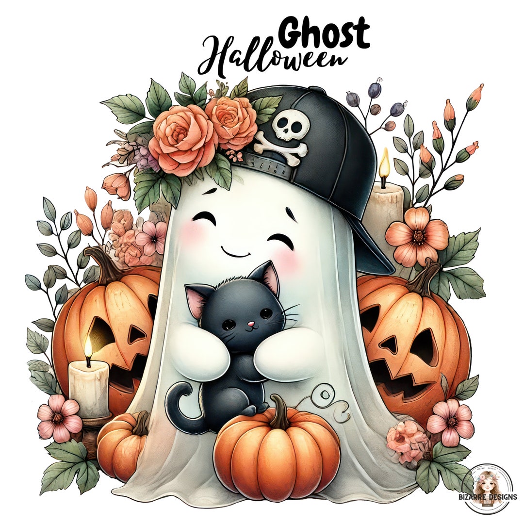 Halloween Ghost Clipart, Pumpkin Clipart, Kids Halloween PNG, Cute ...