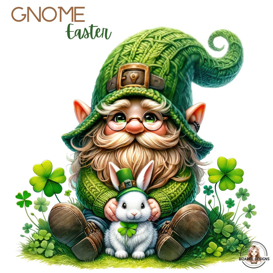 Watercolor Easter Gnome Collection Clipart, 20 PNG Easter Clipart ...