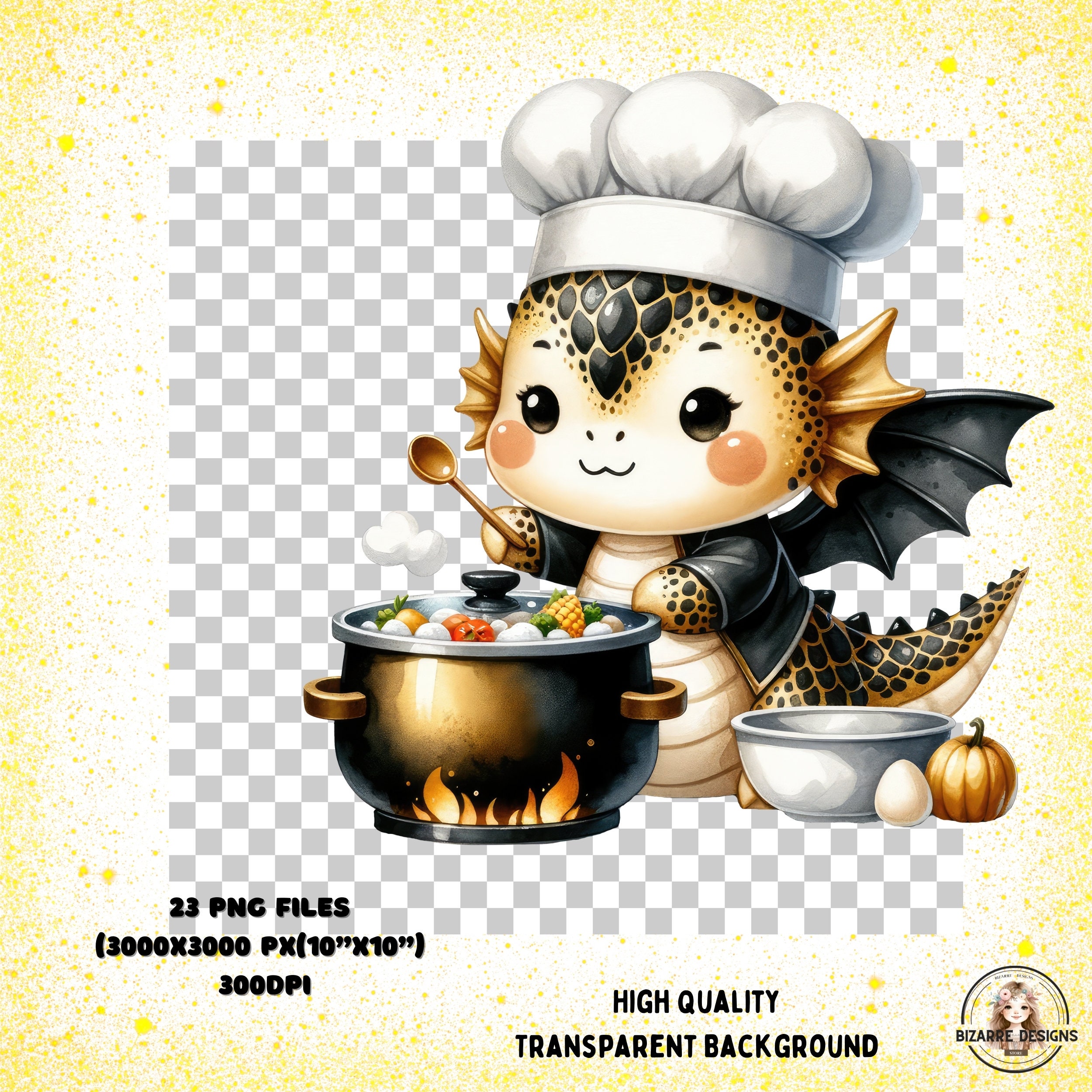 Dragon Chef Clipart, Adorable Dragon Cooking Pngs Collection, for ...