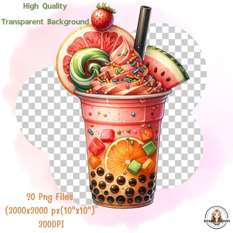 Bubble Tea Clipart, Summer Bubble Tea Clipart, Cute Bubble Tea Clipart ...