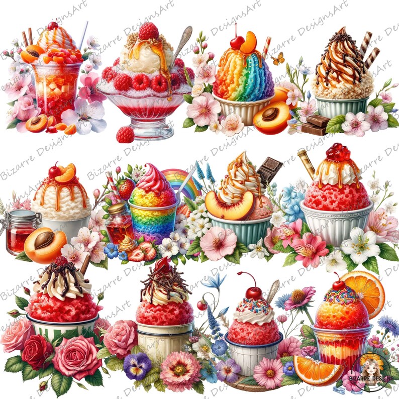Shaved Ice Clipart, Colorful Shaved Ice Clipart Bundle, 20 High-quality ...