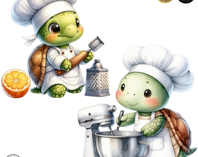 Turtle Chef Clipart, Adorable Turtle Cooking Pngs Collection, for ...