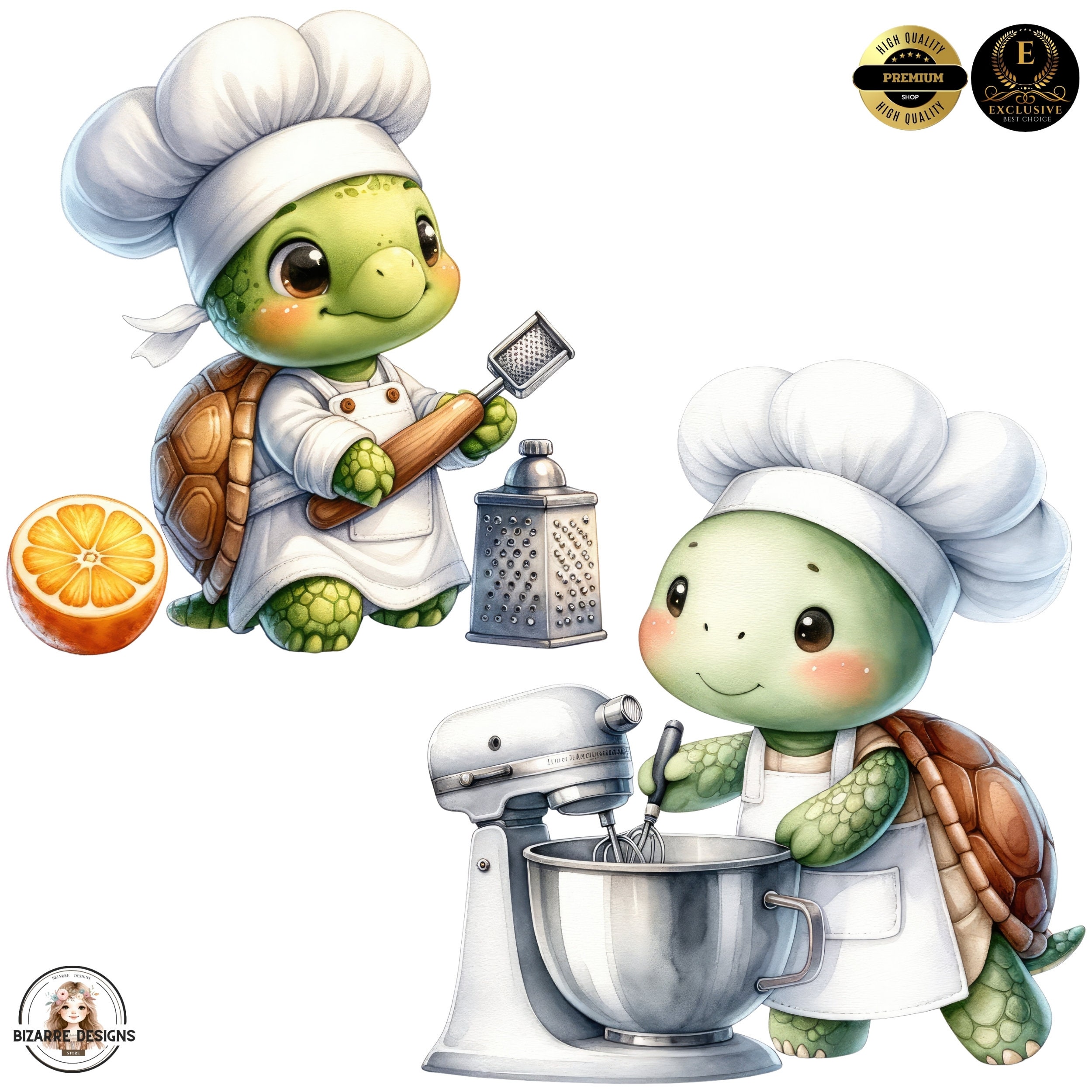 Turtle Chef Clipart, Adorable Turtle Cooking Pngs Collection, for ...