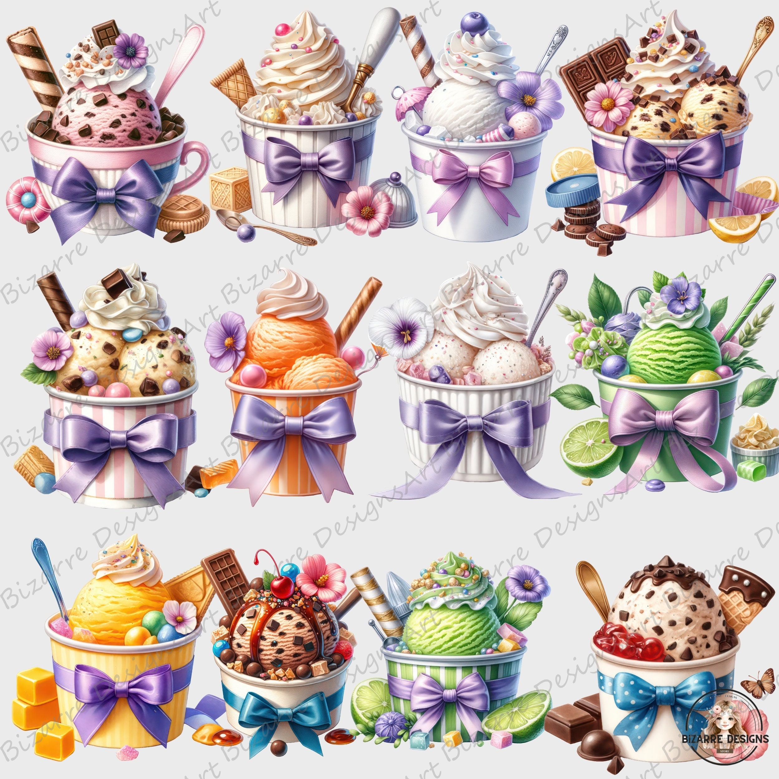 Ice Cream Clipart, Ice Cream Summer Clipart,25 PNG Delicious Ice Cream ...