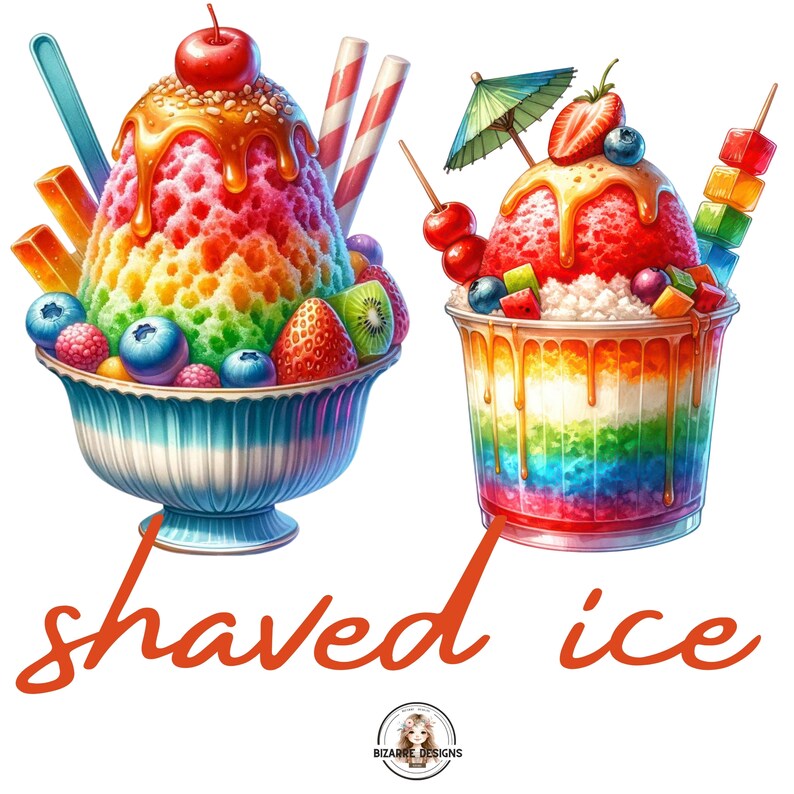 Shaved Ice Clipart, Colorful Shaved Ice Clipart Bundle, 20 High-quality ...