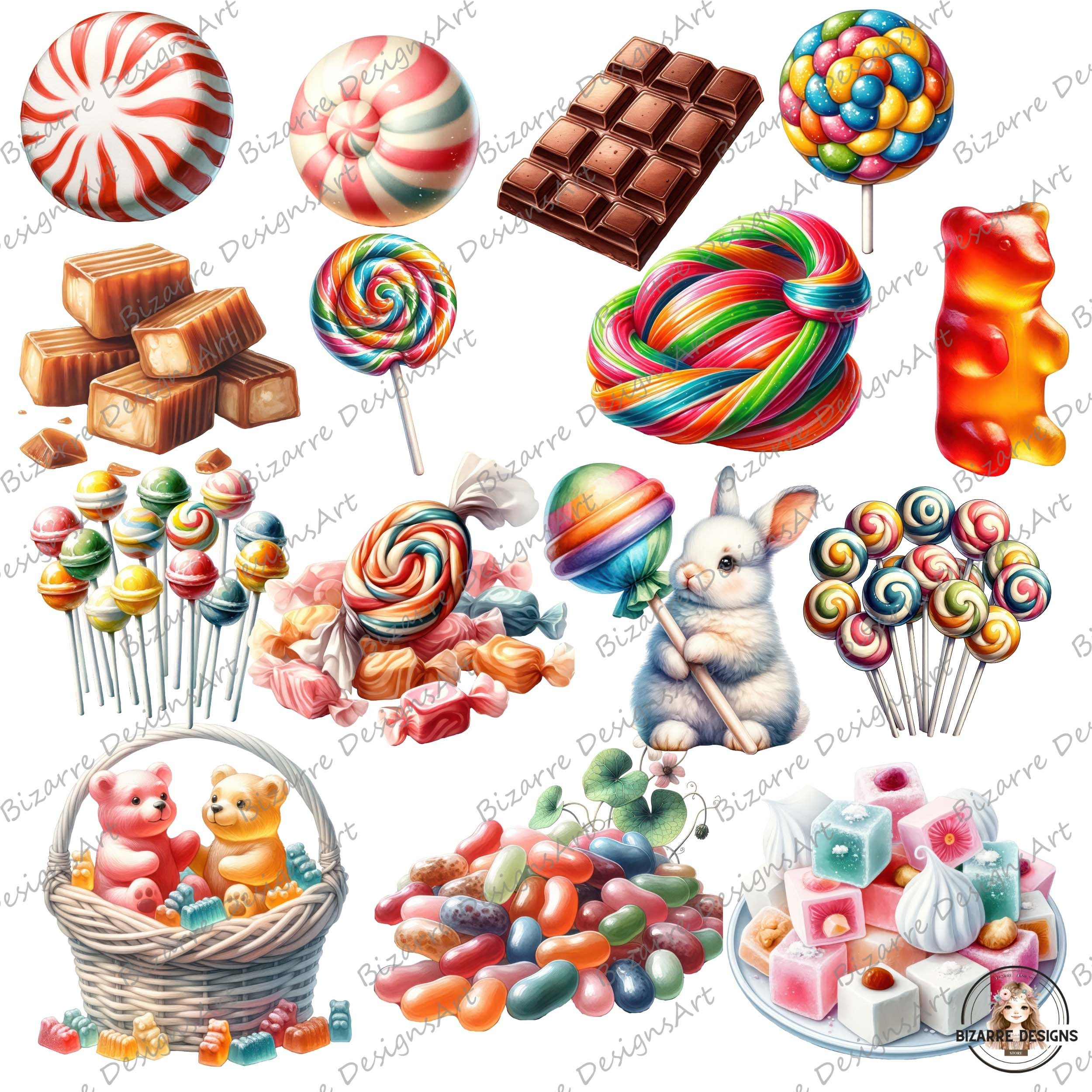 Candy Clipart,lollipop Clipart, Candy PNG, Number Candy,rainbow Candy ...
