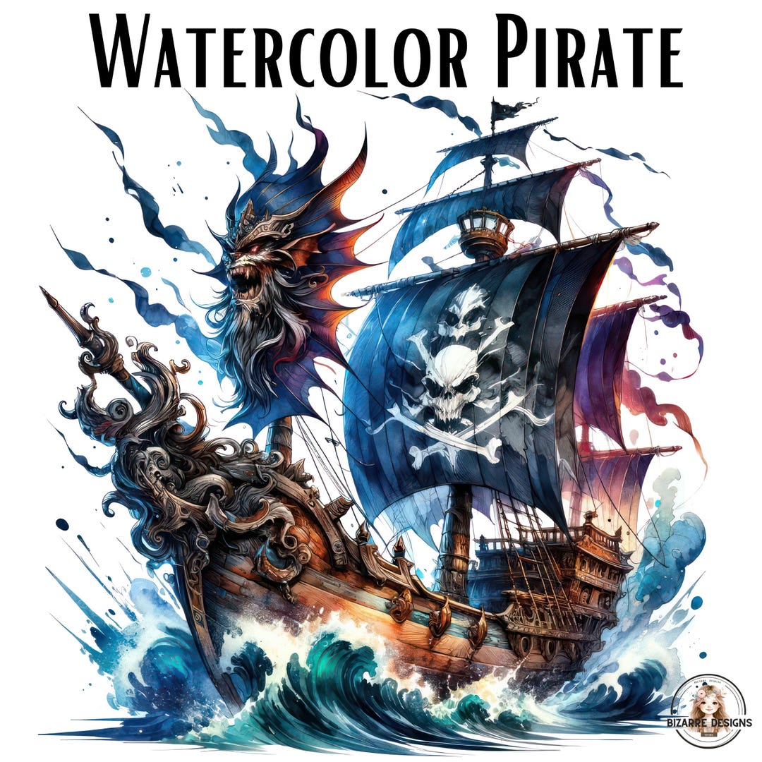 Watercolor Pirates Clipart, Cute Pirate Clip Art, Pirate Ship, Pirate ...