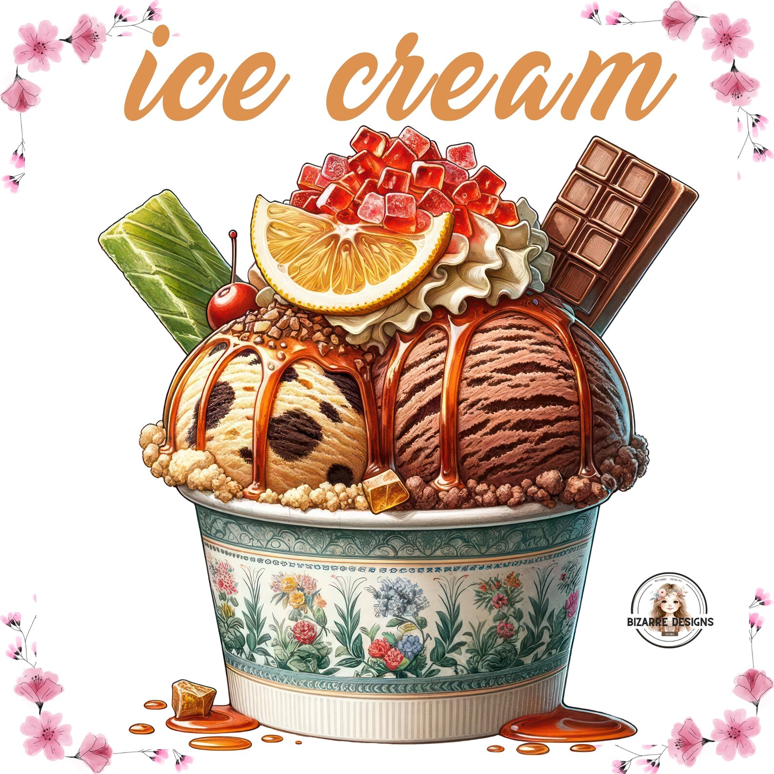 Ice Cream Summer Clipart, Ice Cream Watercolor Clipart, Sweets Clipart ...