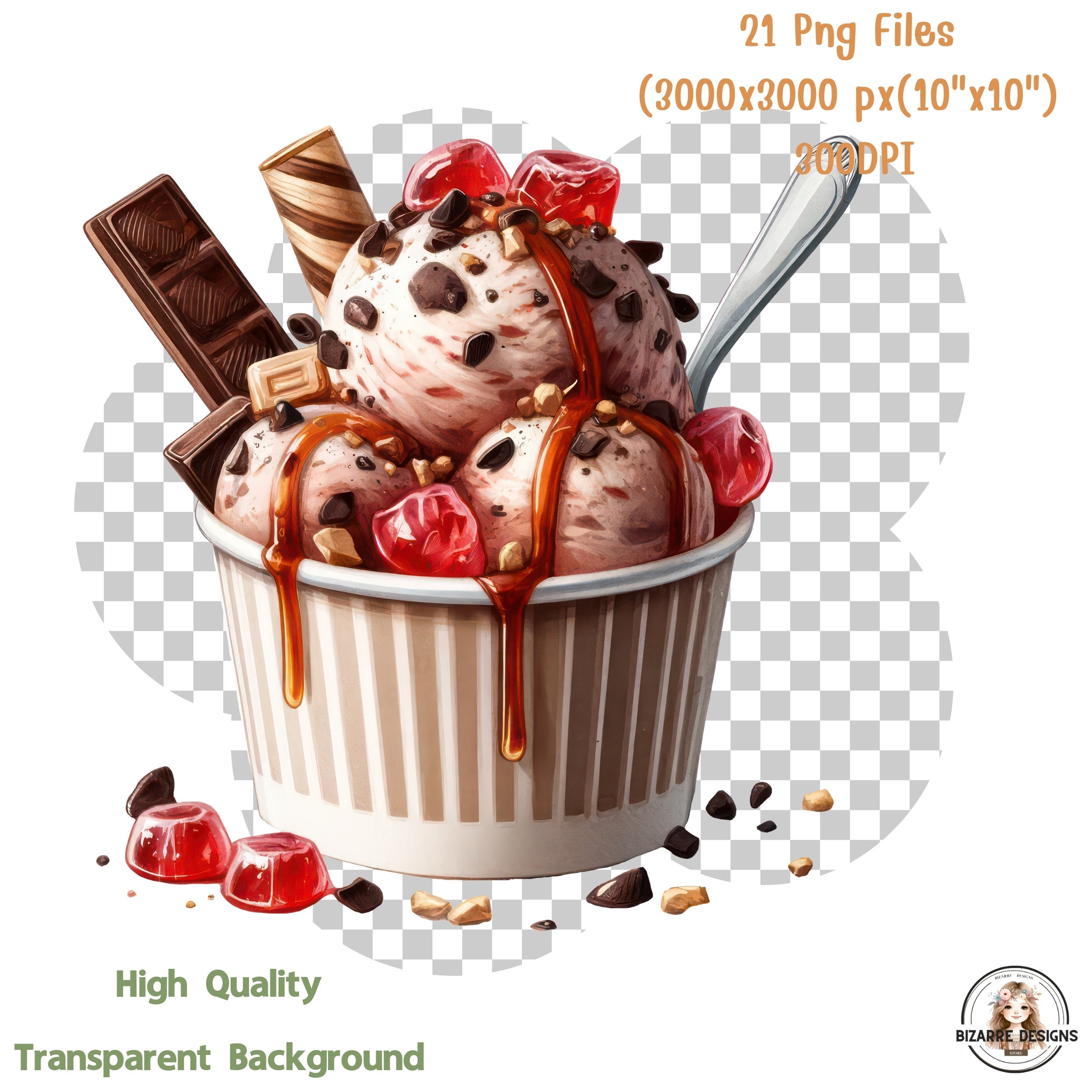 Ice Cream Summer Clipart, Ice Cream Watercolor Clipart, Sweets Clipart ...