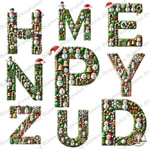 Christmas Alphabet, Santa Alphabet Tree Clipart , A-Z Clipart ...