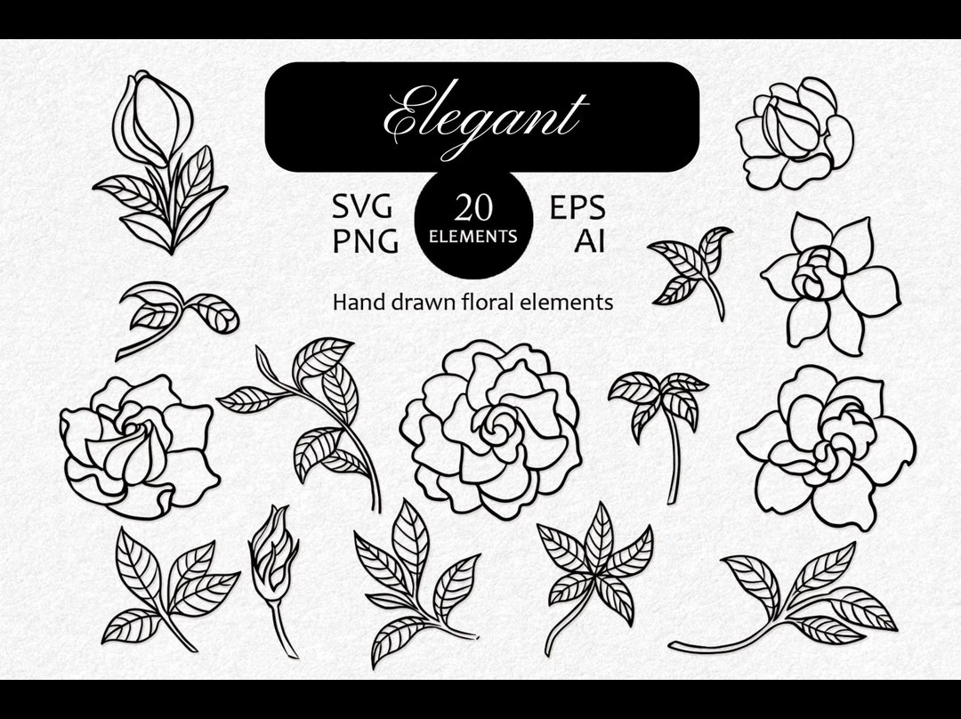 20 Elegant Flower and Leaves Bundle SVG, PNG, Eps, Ai Flower Svg ...