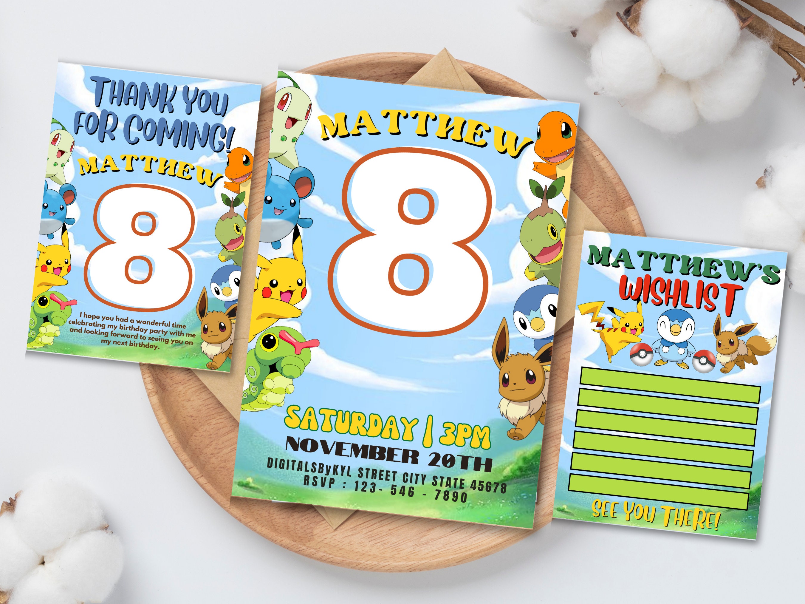 Pokemon Theme Birthday Party Invitation, Pokemon Party Printable ...