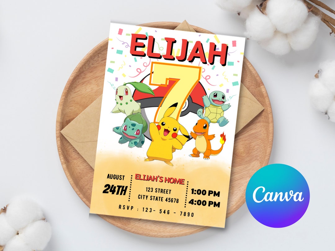 Pokemon Theme Birthday Party Invitation, Pokemon Party Printable ...