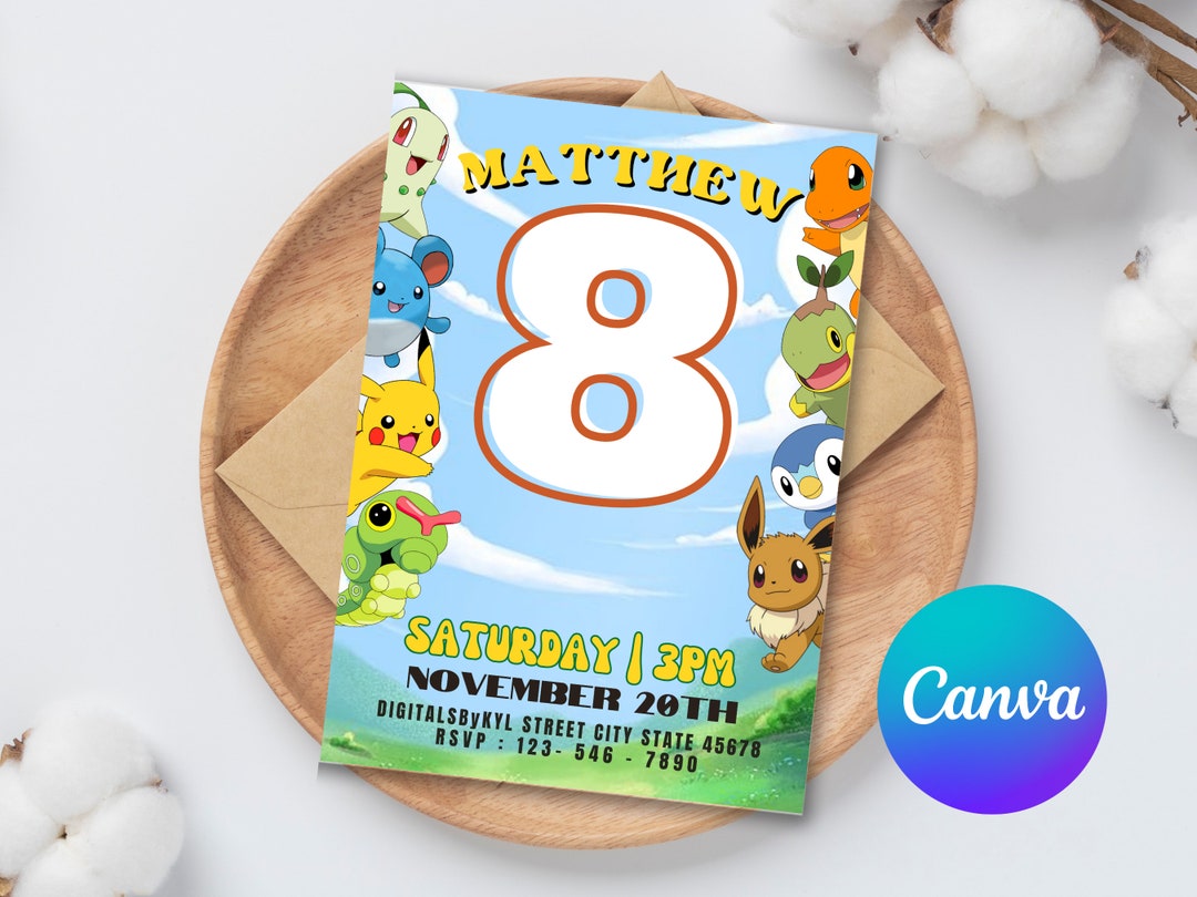 Pokemon Theme Birthday Party Invitation, Pokemon Party Printable ...