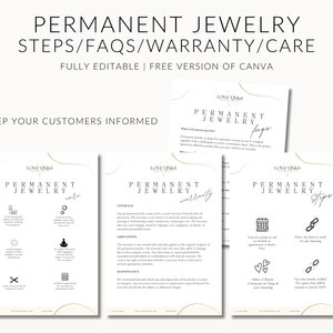 Permanent Jewelry Customer Information Sheets, Steps, FAQS, Warranty ...