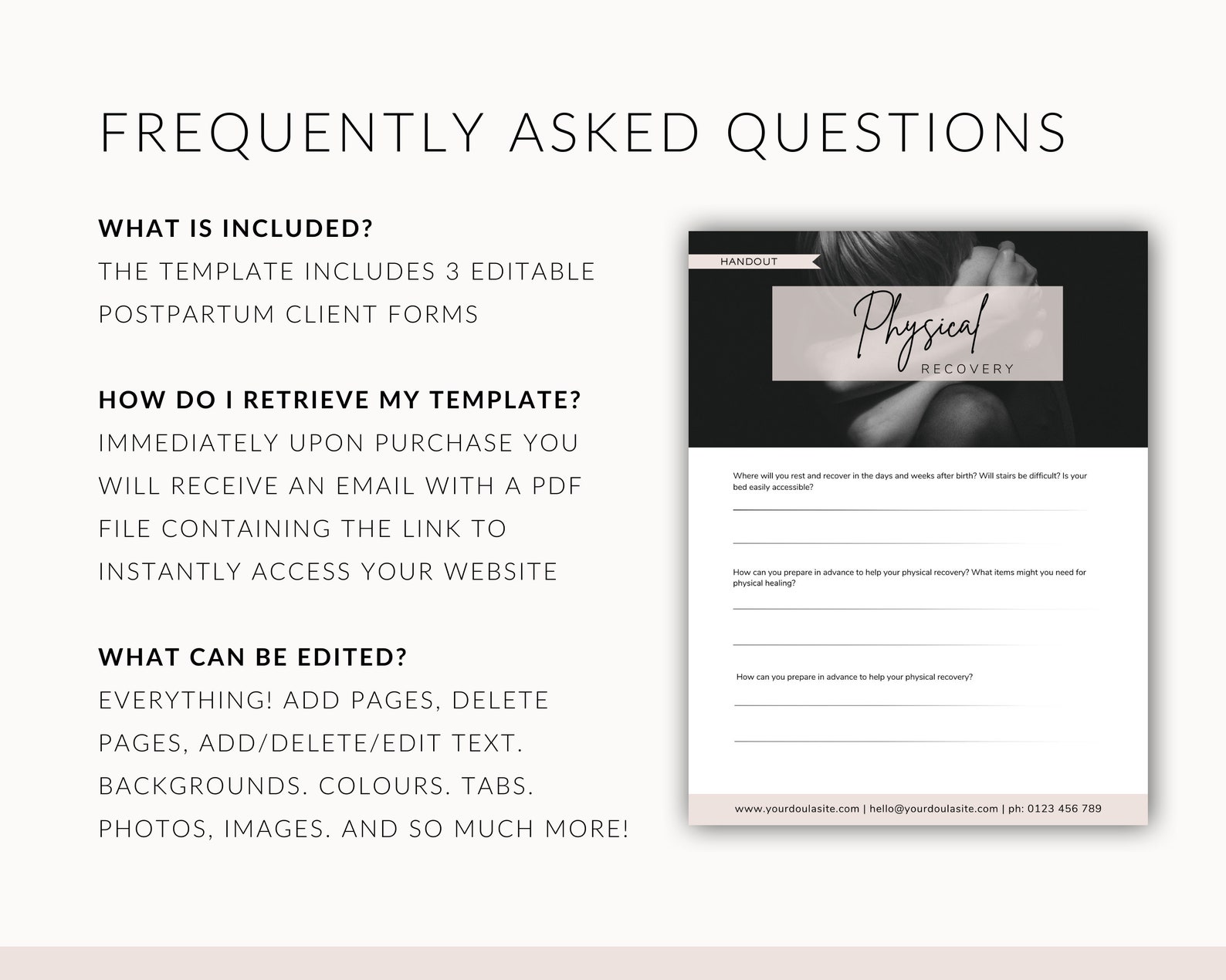 Postpartum Handout Templates Self-care After Birth Plan, Mental ...