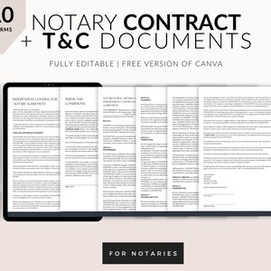 Notary Contract Document, Notary Agreement, Terms & Conditions ...