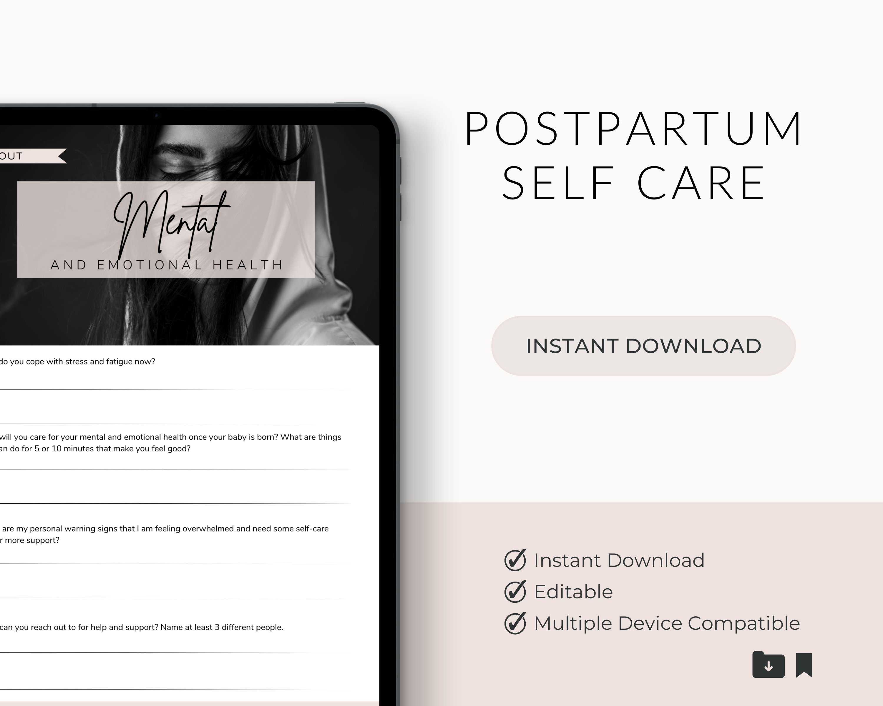 Postpartum Handout Templates - Self-care After Birth Plan, Mental ...