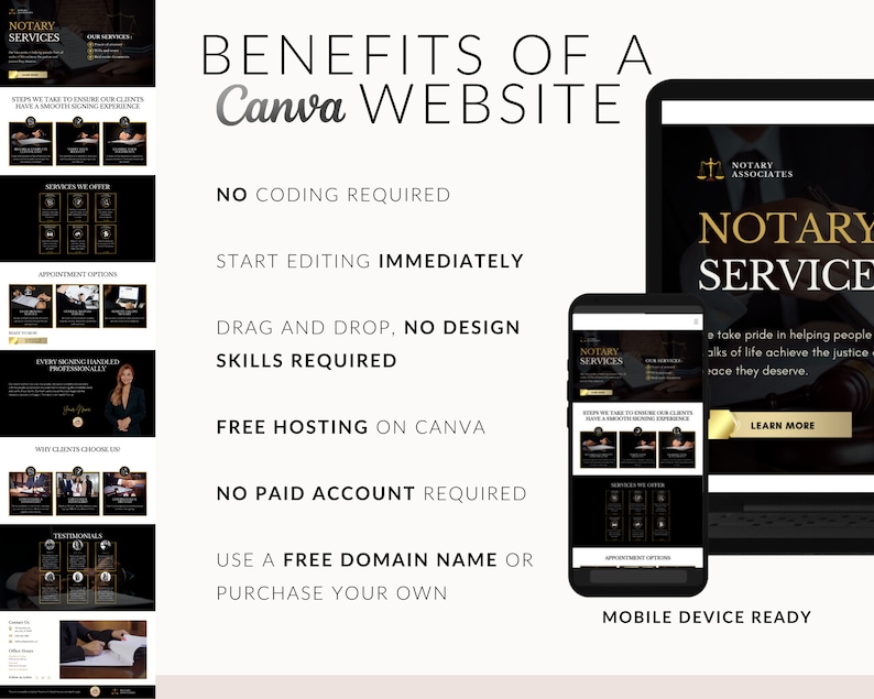 Notary Website Template: Editable Canva Site - Etsy