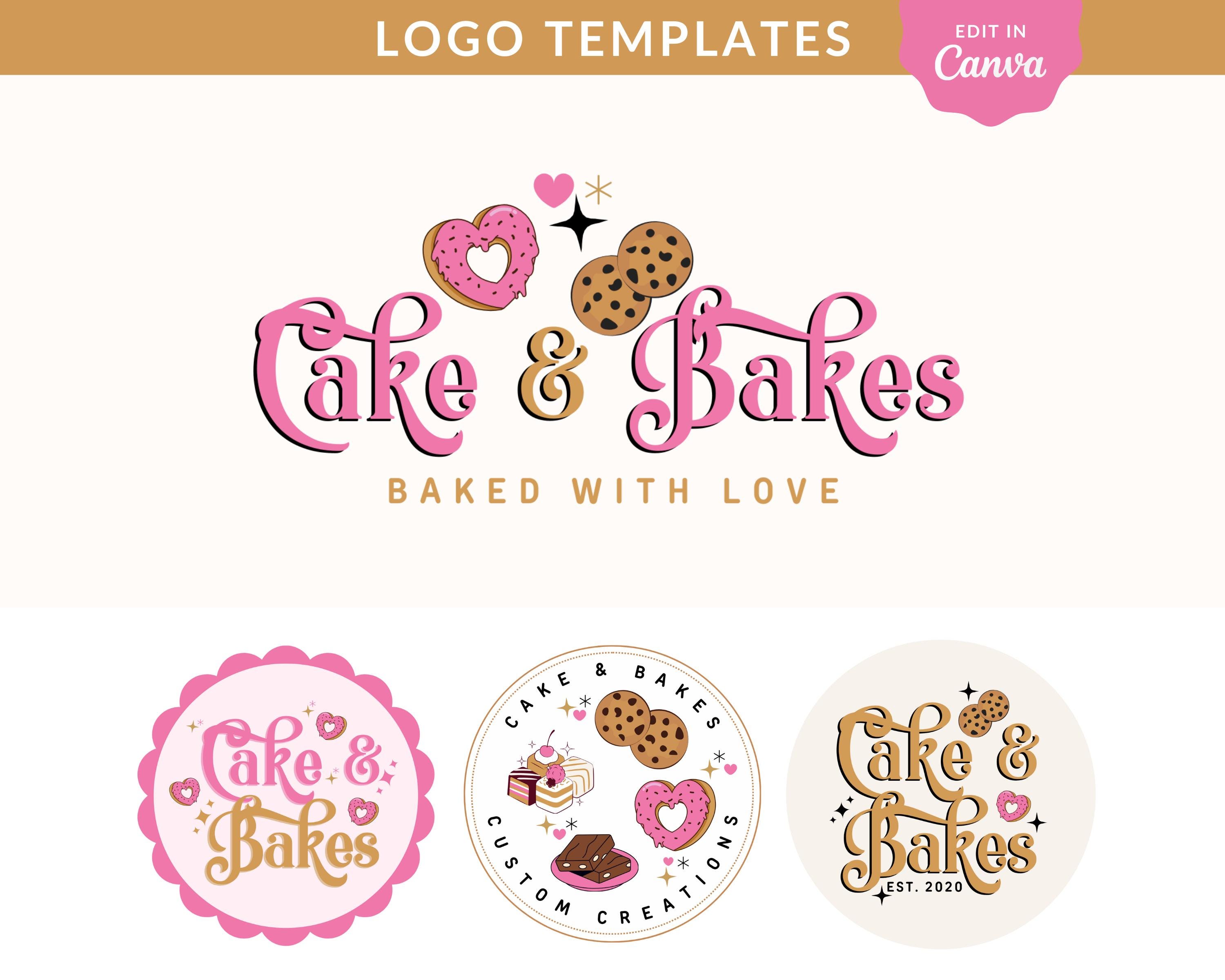Editable Bakery Logo Design: Cake & Bakes Branding (canva Instant ...