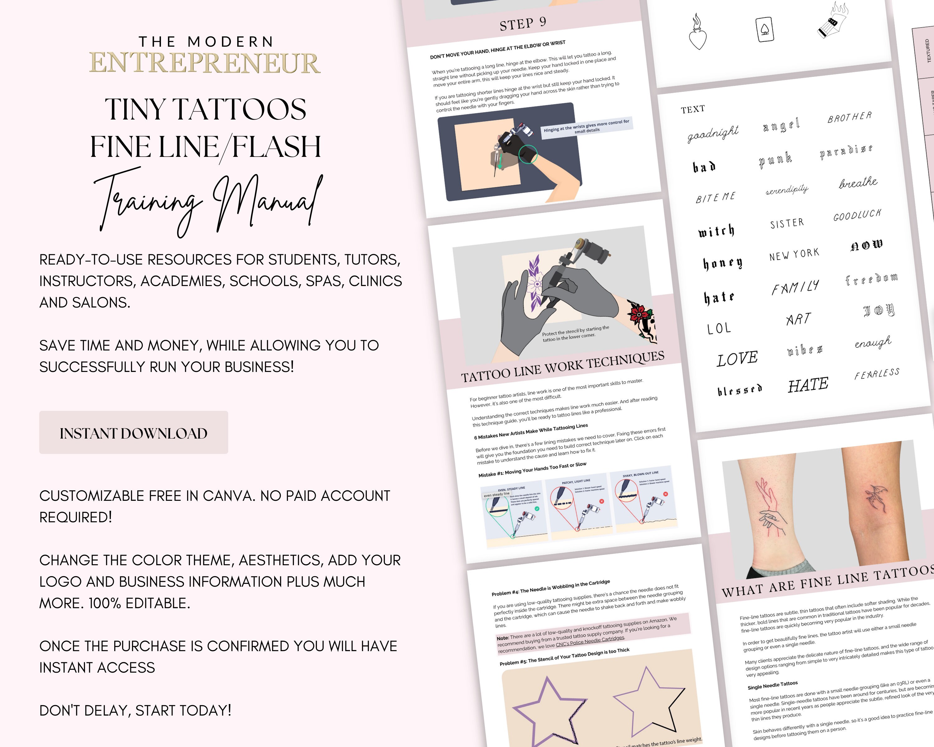 Tiny Tattoo Manual, Fine Line Tattoos, Flash Tattoos, Training Manual ...