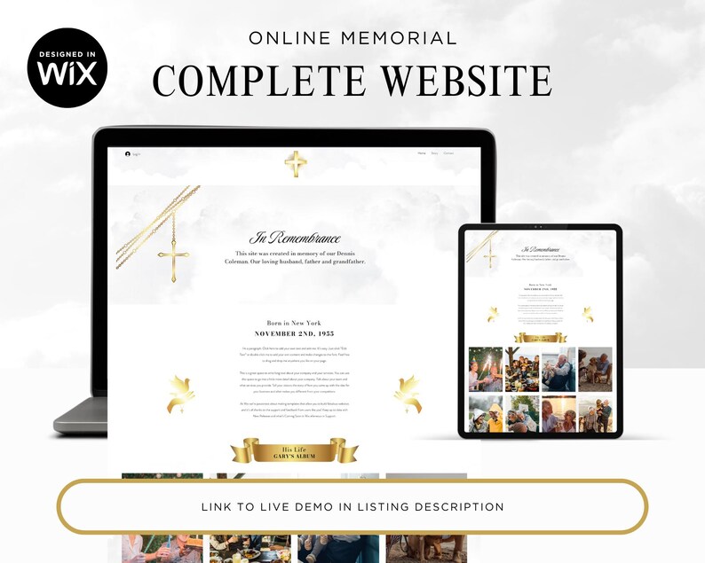 Online Memorial Wix Website Template, Memorials, Tributes and Eulogies ...